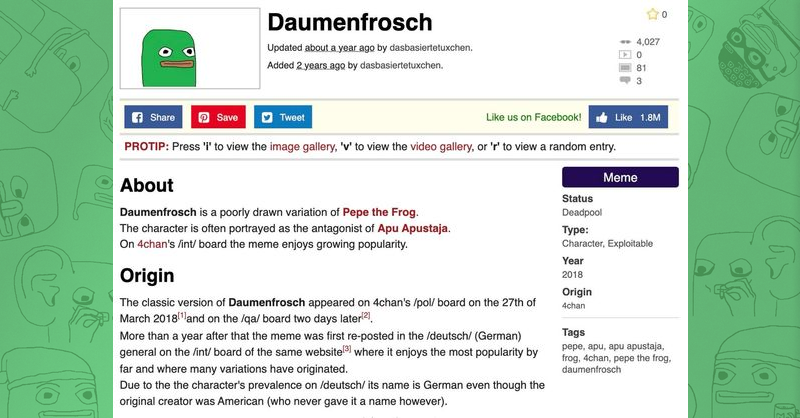 Daumen - Know Your Meme: Daumenfrosch